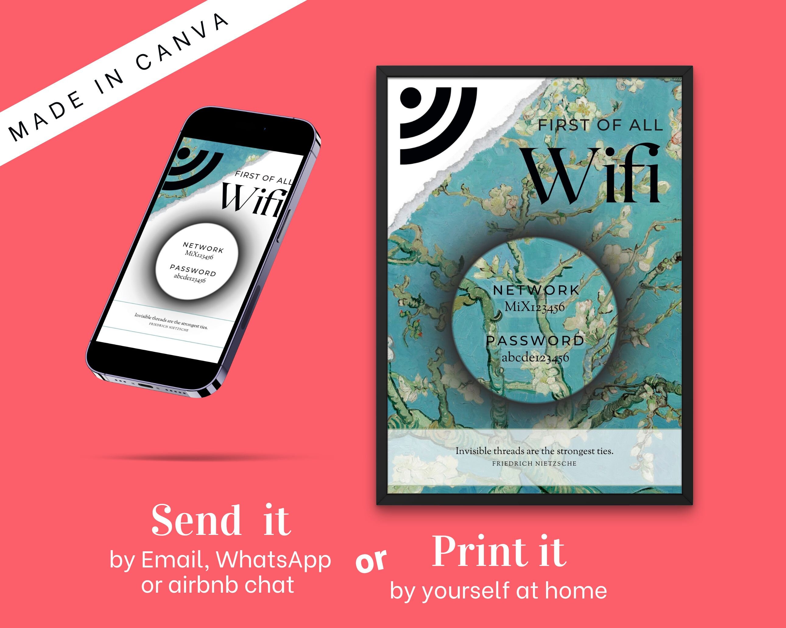 Airbnb Wifi Sign Template, Customizable, Printable, Wifi Password ...