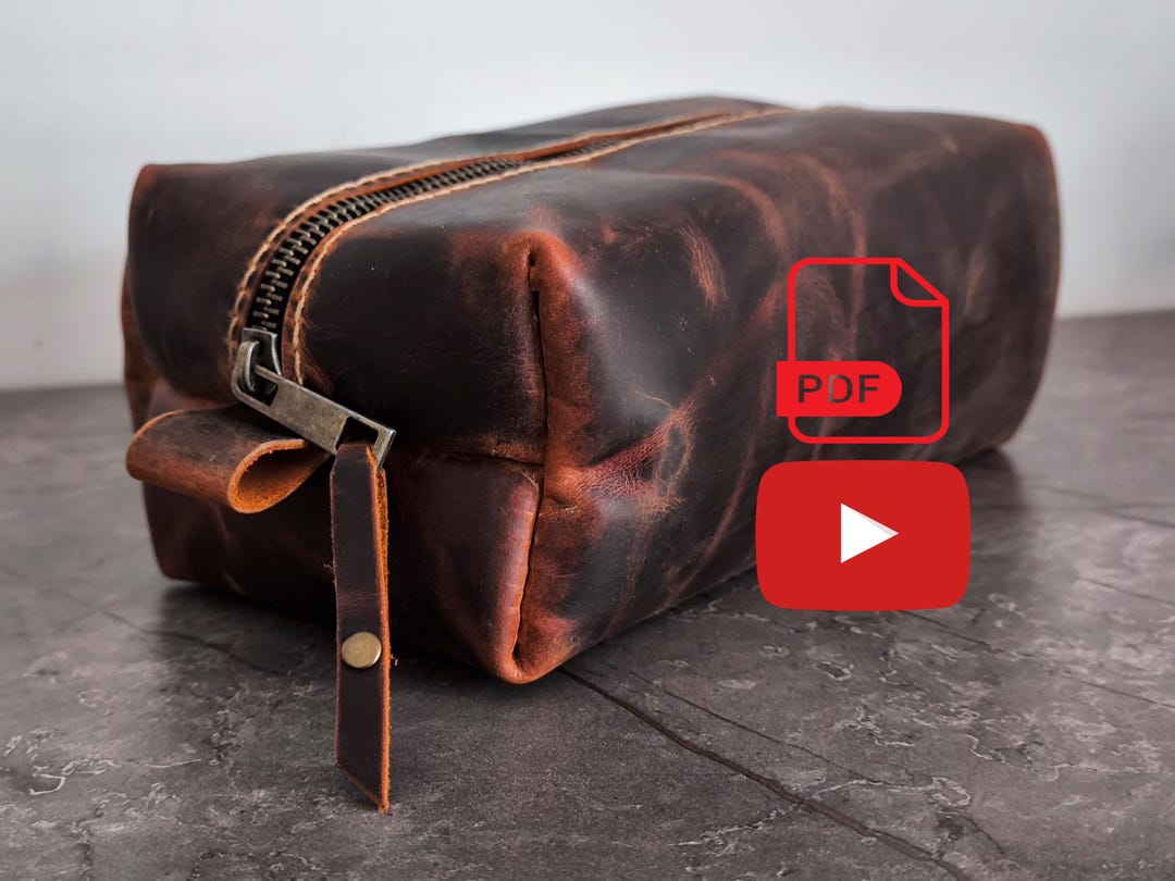 Medium Dopp Kit Men Toiletry Bag Pattern Pdf Download Leather Pattern ...