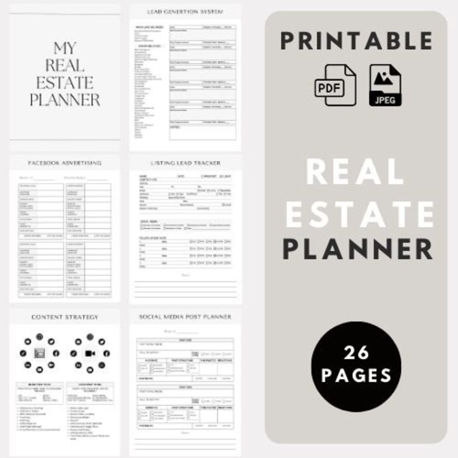 Real Estate Agent Planner | Printable Planner | Real Estate Marketing ...