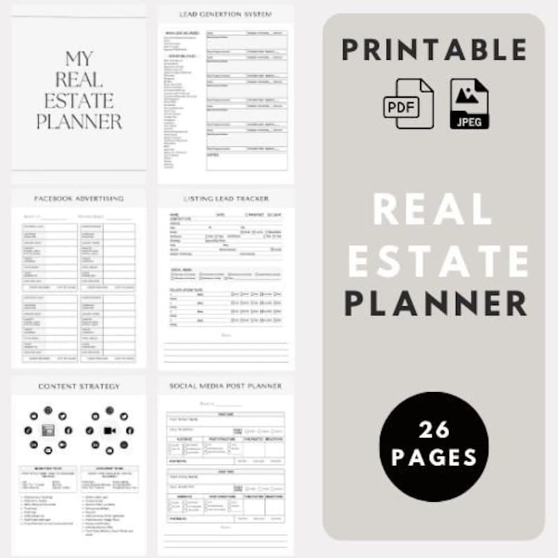 Real Estate Agent Planner: Marketing & Lead Generation (printable PDF ...