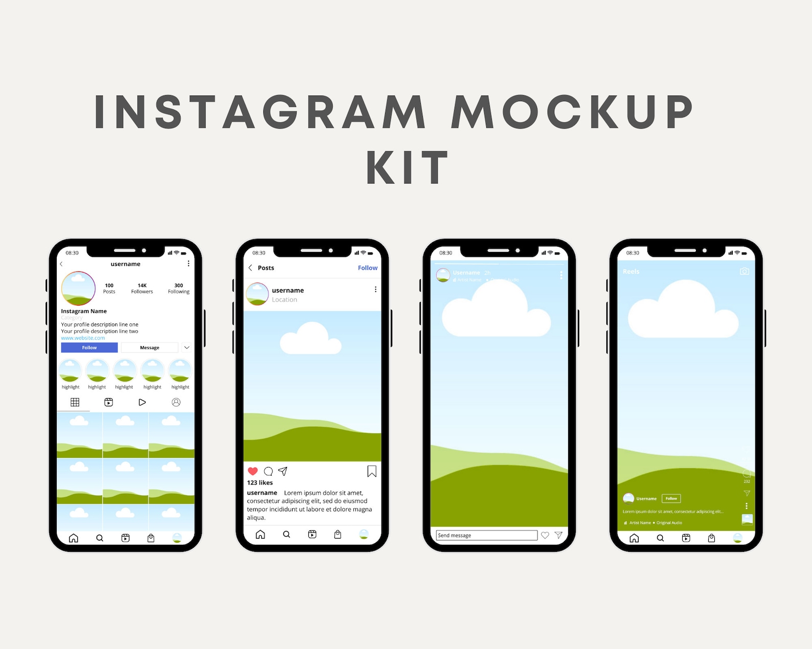 Instagram Mockup Template Bundle: Canva Editable Design (digital ...