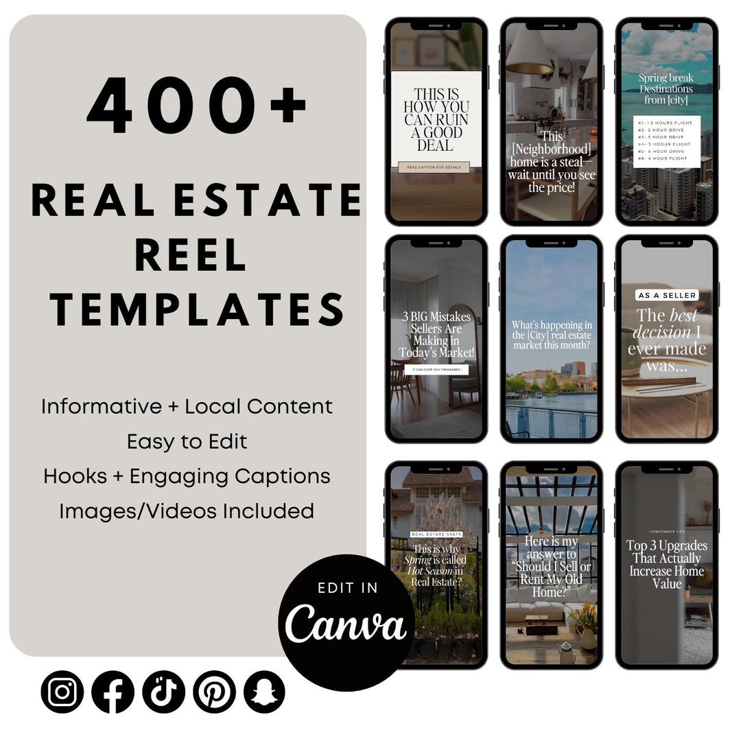 400+ Real Estate Reels Templates: Canva Editable Video Graphics - Etsy