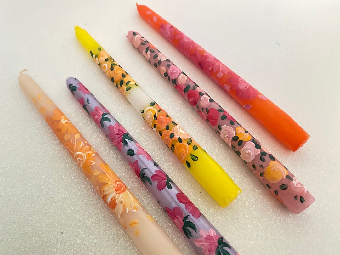 Summer Series Hand Painted Taper Candles / Wedding Candle/ Dinner ...
