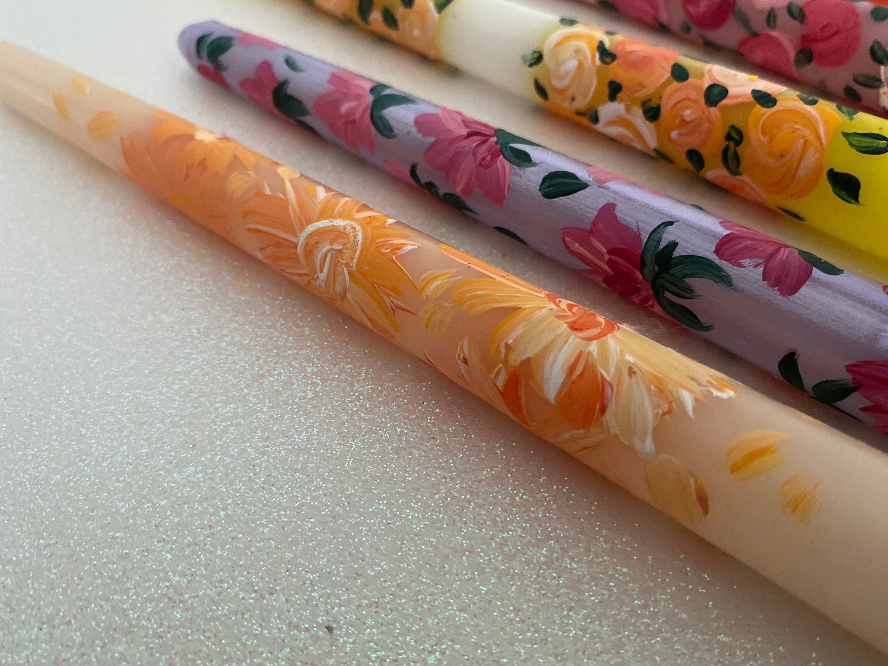 Summer Series Hand Painted Taper Candles / Wedding Candle/ - Etsy