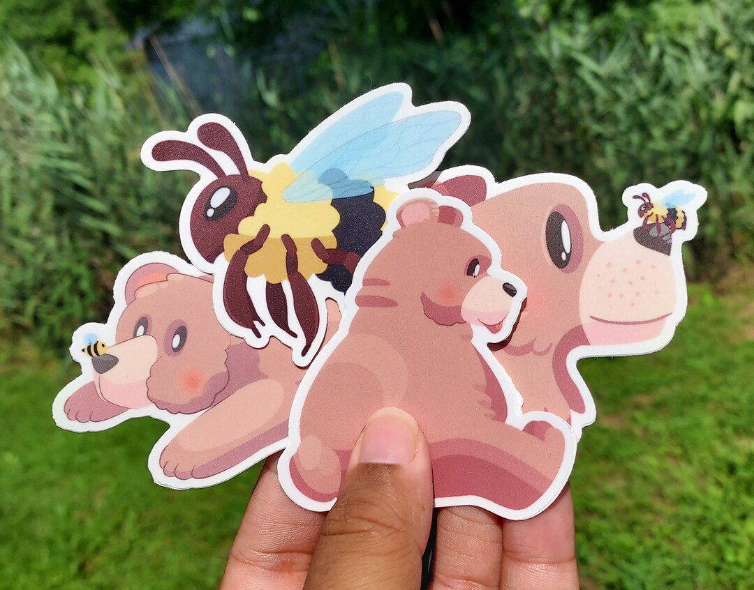 Bear & Bee Sticker Pack 4 Stickers 1 Acrylic Magnet - Etsy