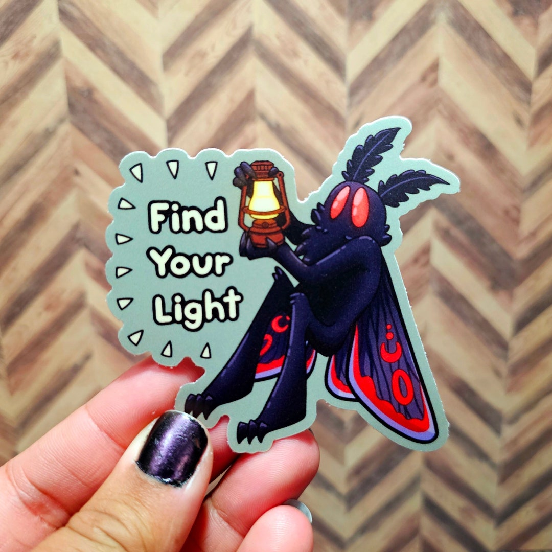 Find Your Light Mothman Sticker | Encouraging Cryptids | 3" Sticker - Etsy