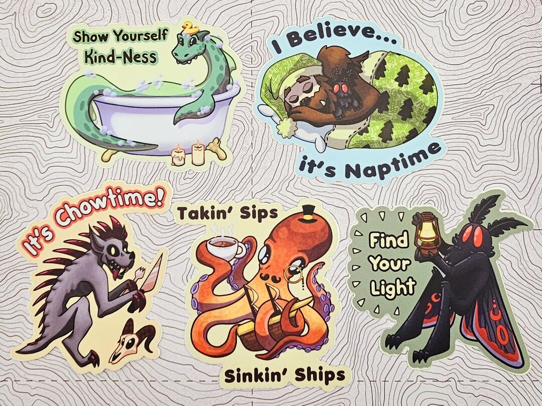 Encouraging Cryptids Sticker Pack | 3" Sticker - Etsy