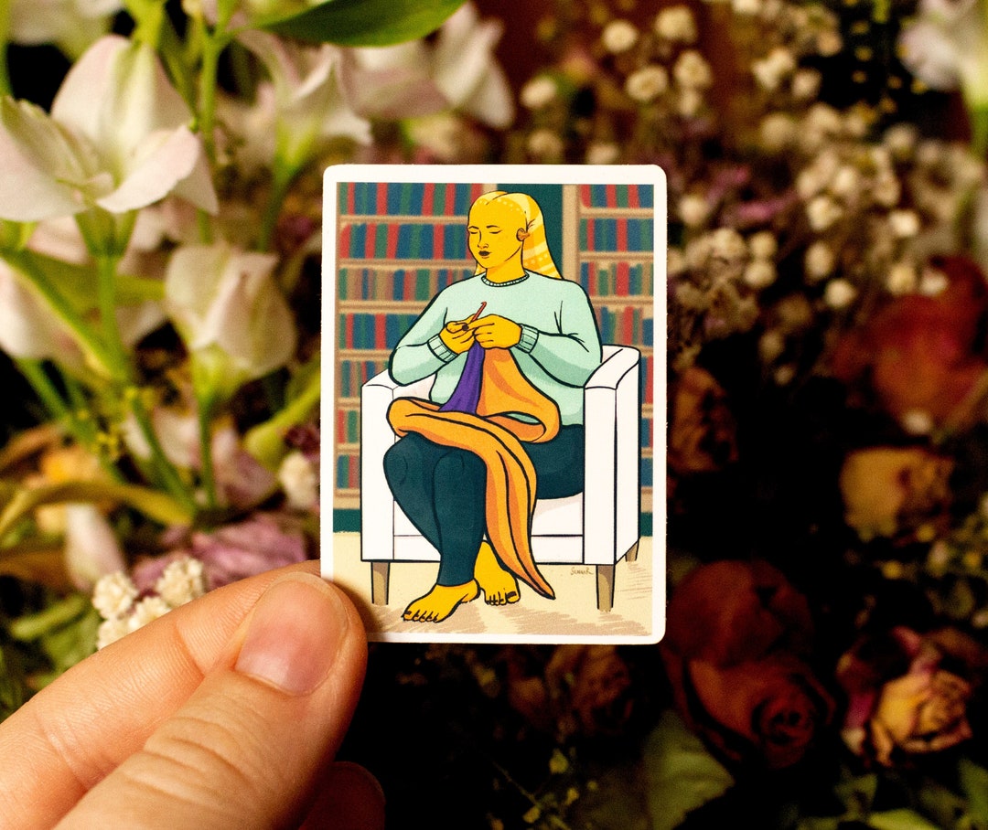 Crocheting Twi'lek Sticker || Matte || Cozy Autumn Vibes - Etsy