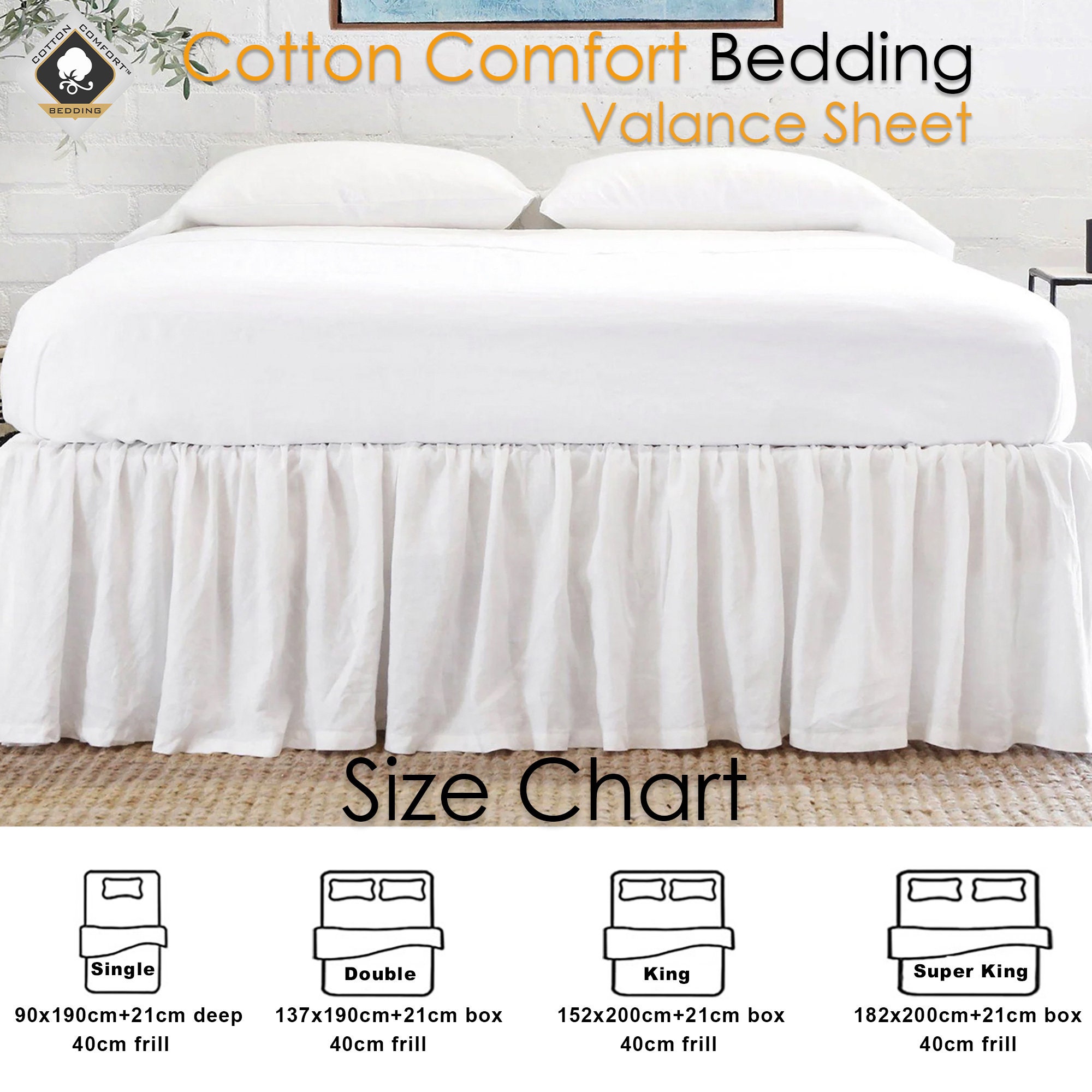Egyptian Cotton Frilled Valance Bed Sheet Set 400 Thread Count Hotel ...