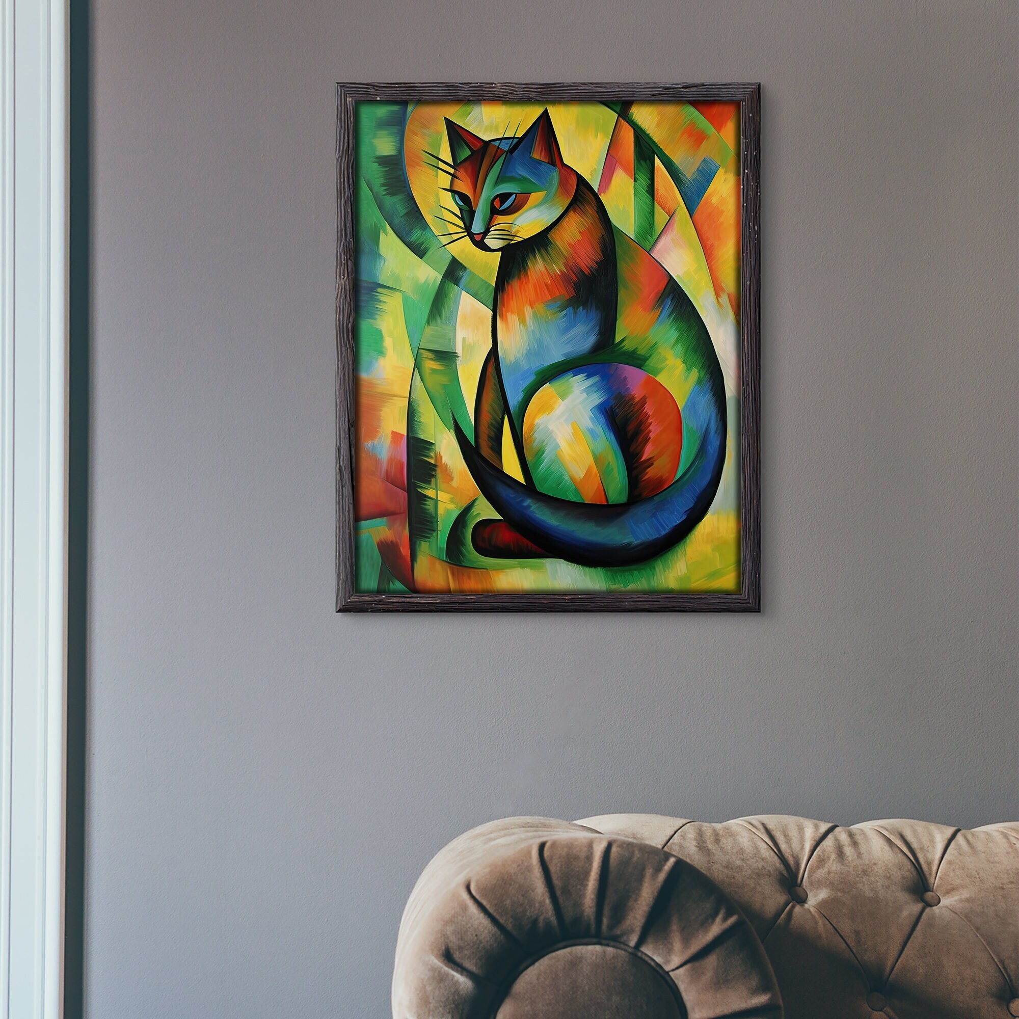 Painted Abstract Cat Printable Colourful Cat Digital Art Cat - Etsy