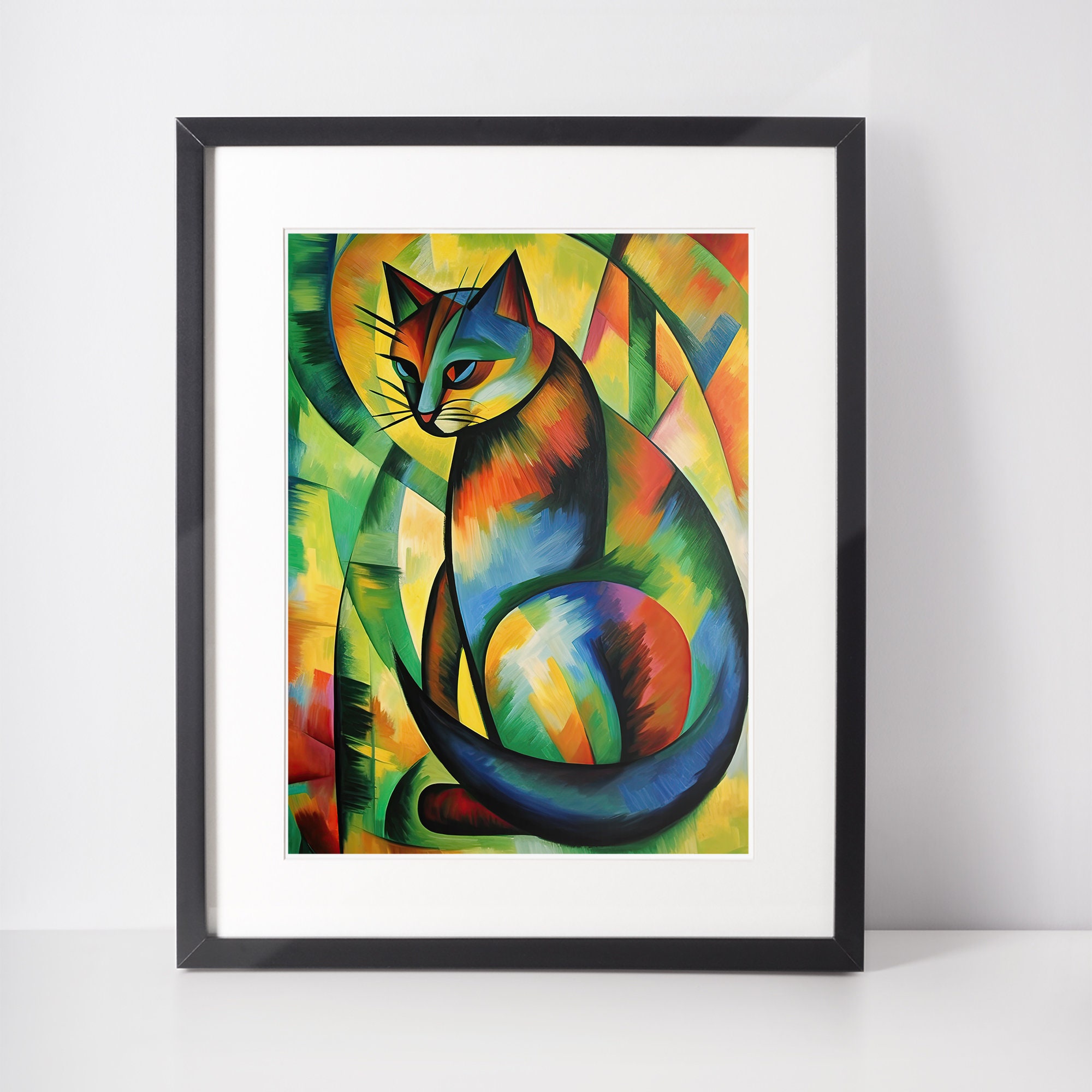 Painted Abstract Cat Printable Colourful Cat Digital Art Cat - Etsy