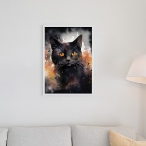 Printable Halloween Cat Wall Art, Spooky Cat Digital Art, Cat Lover ...