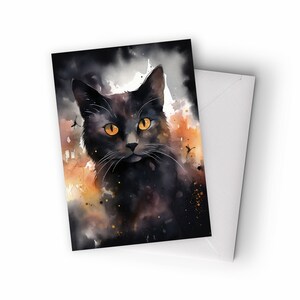 Printable Halloween Cat Wall Art, Spooky Cat Digital Art, Cat Lover ...