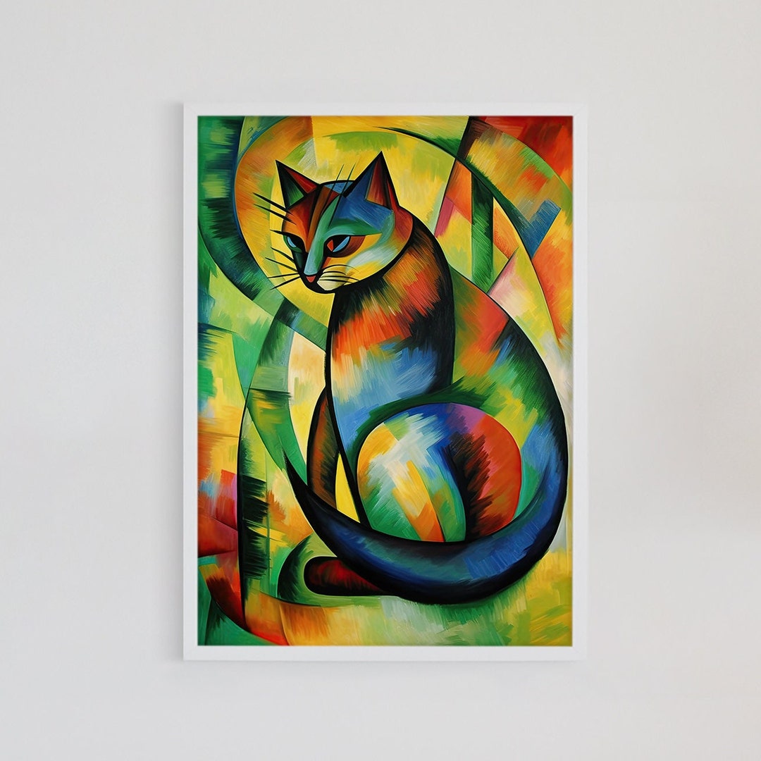 Painted Abstract Cat Printable Colourful Cat Digital Art Cat - Etsy