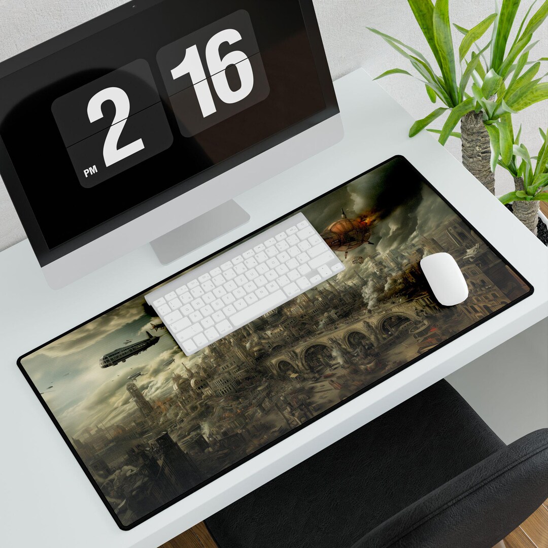 Diesel Punk City Desk Mat, War Themed Desk Pad, Urban Decay Mouse Pad ...