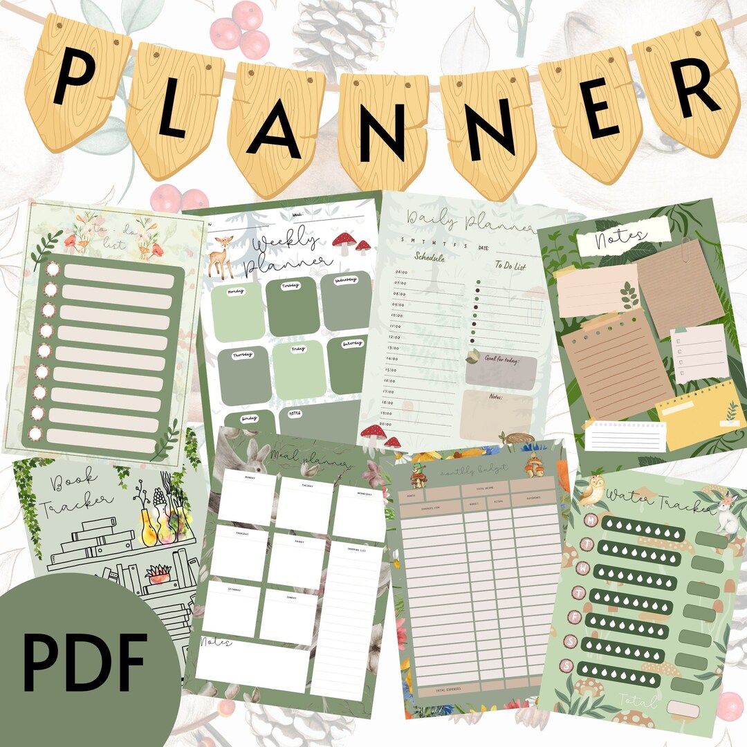 Woodland Cute Cottagecore Planner Printable - Etsy