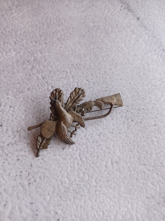 Vintage Hunter's brooch with pheasant feathers. hat d… - Gem