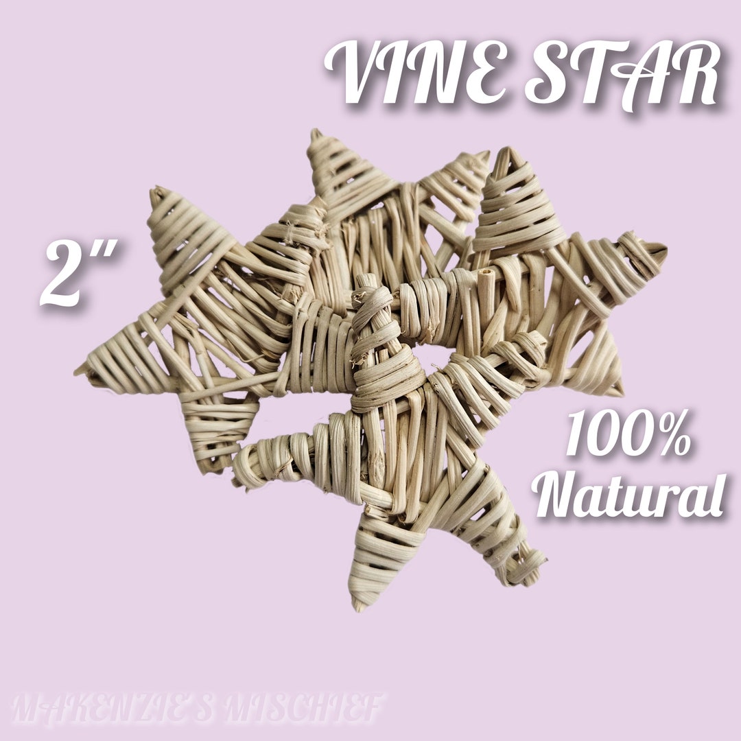 Natural 2" Vine Star Chew Toys for Small Animals Pack of 3 - Rabbits ...