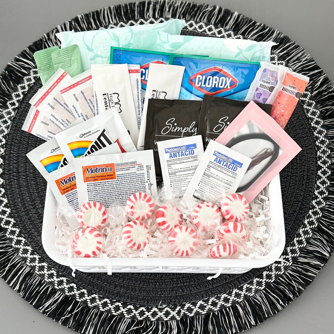 Just in Case Amenity Basket for Guest - Must Have - Weddings, Birthdays ...