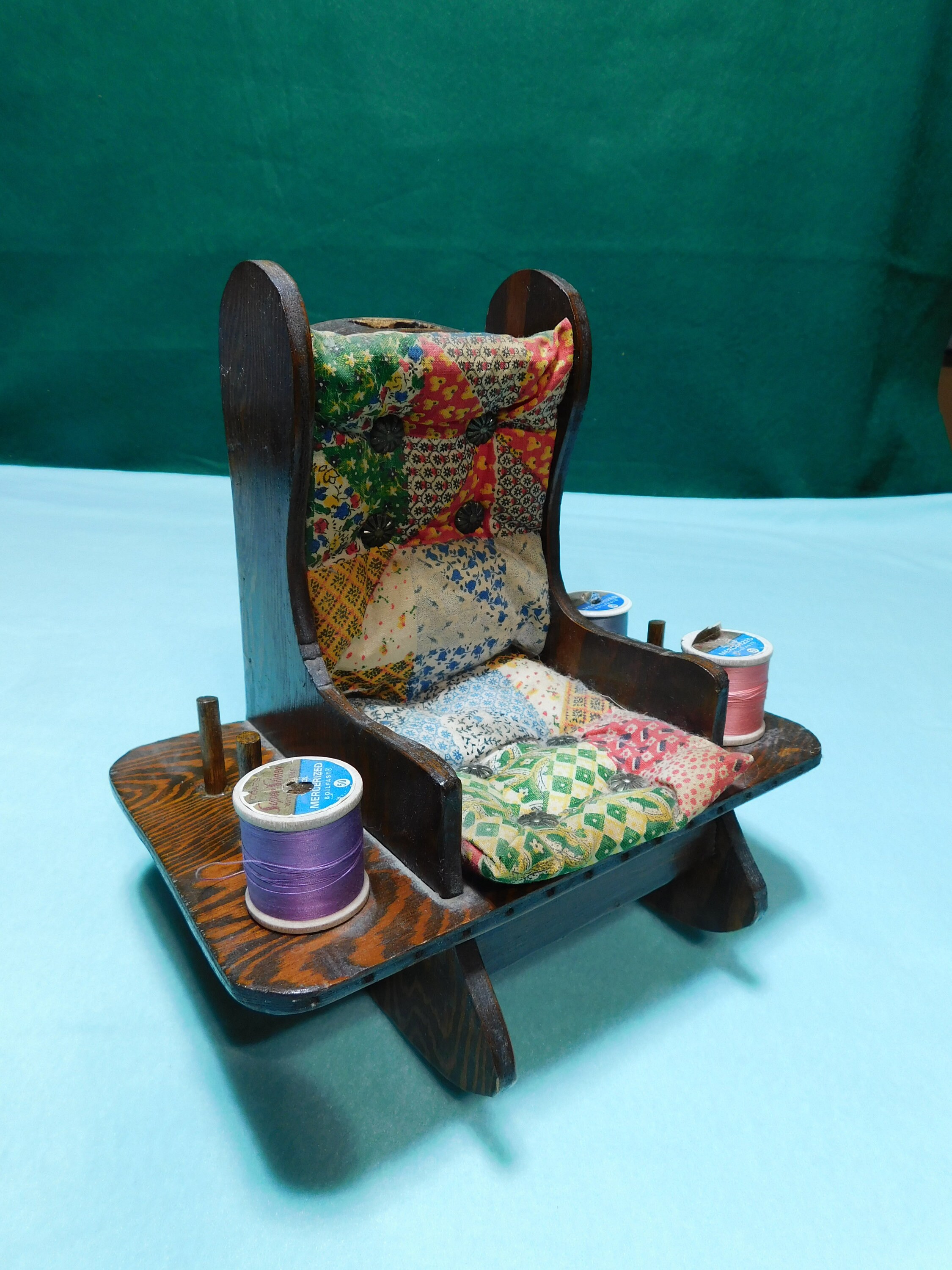 Vintage Wooden Rocking Chair Pincushion Crazy Quilt Fabric - Etsy