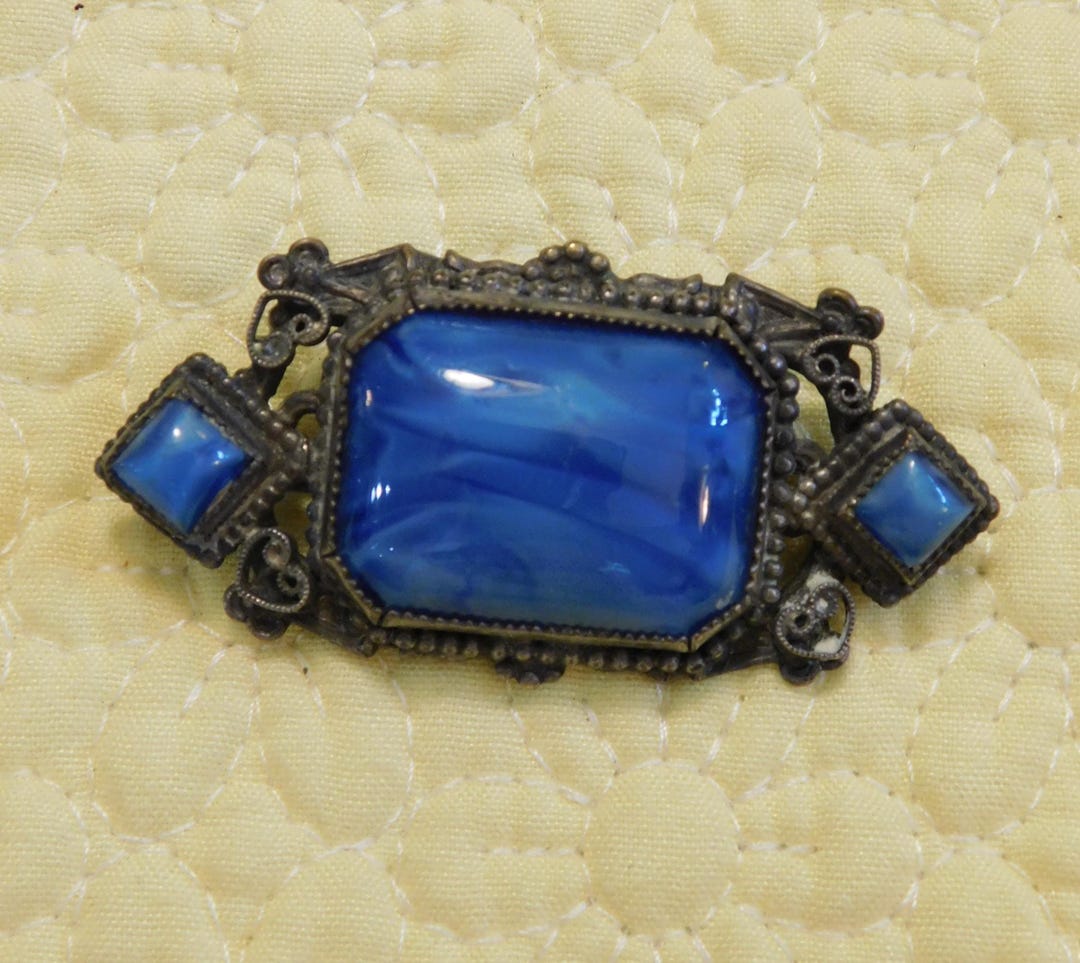 Vintage Bar Style Pin Dark Blue Stone #132 - Etsy