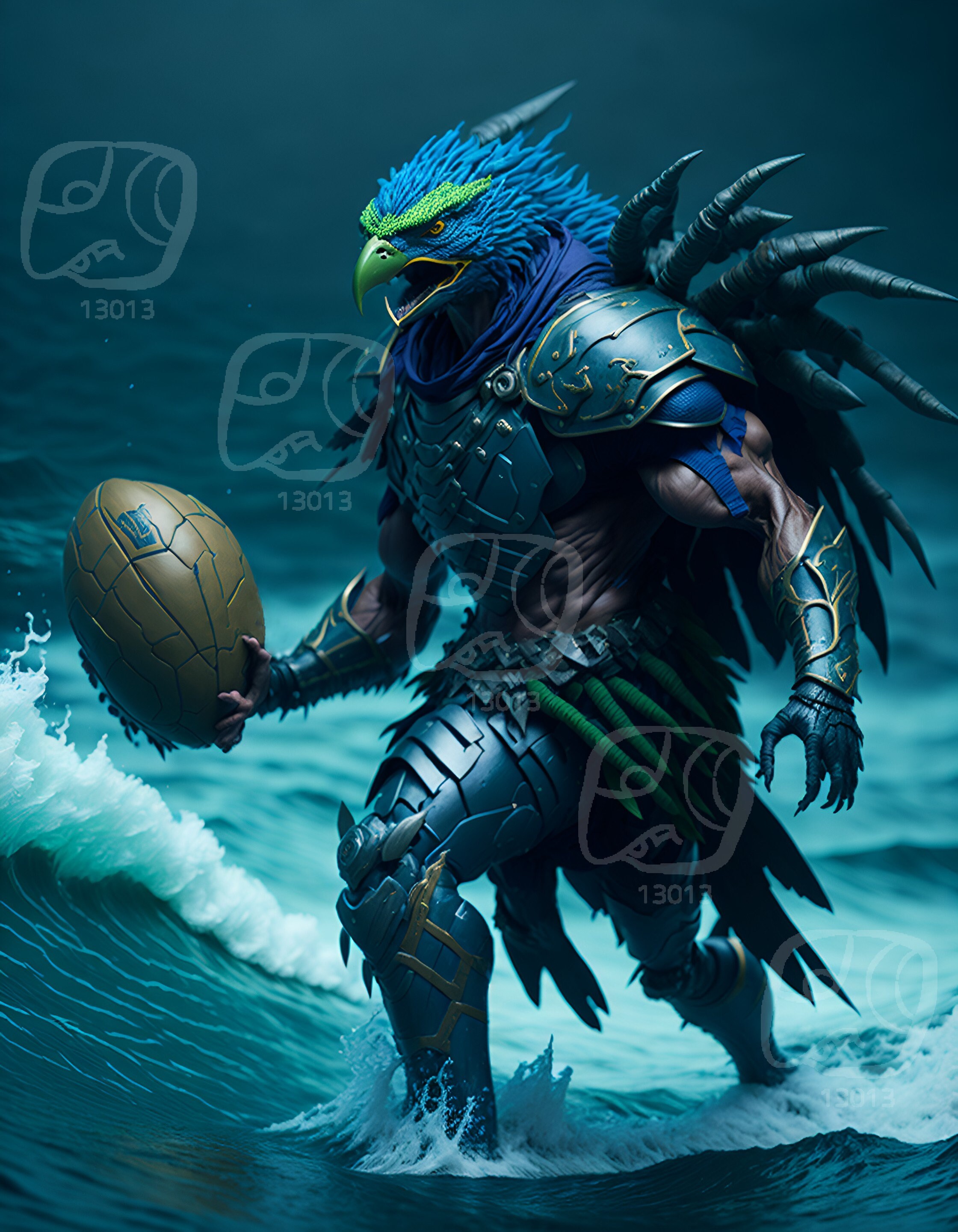 Seahawk Fan Illustrations | Football Mascot Art | Man Cave Decor | Game ...