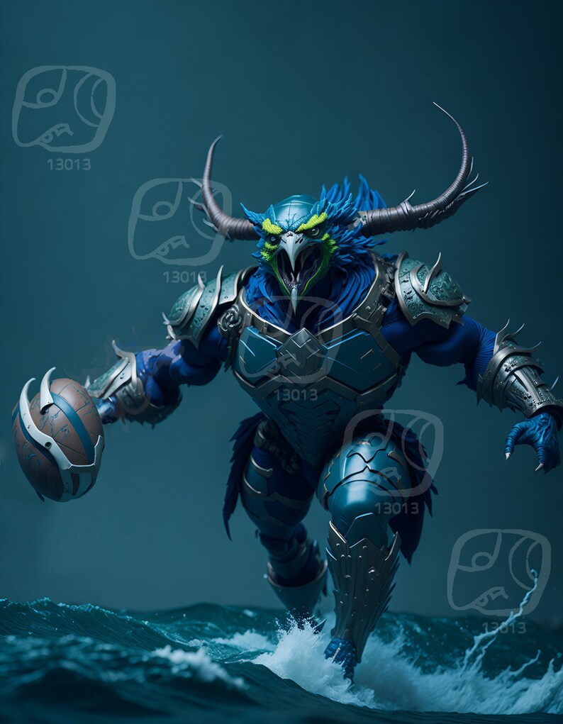 Seahawk Fan Illustrations | Football Mascot Art | Man Cave Decor | Game ...