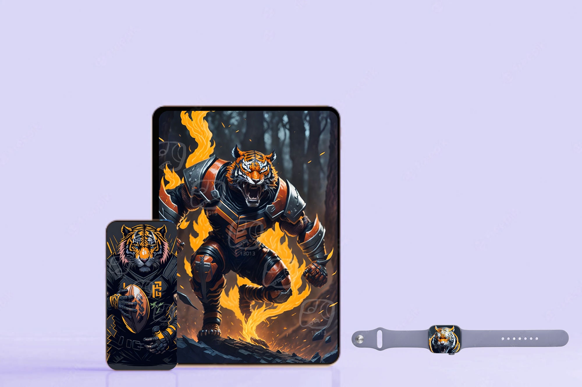 Bengal Fan Illustration | Tiger Football Mascot Art | Man Cave Decor ...