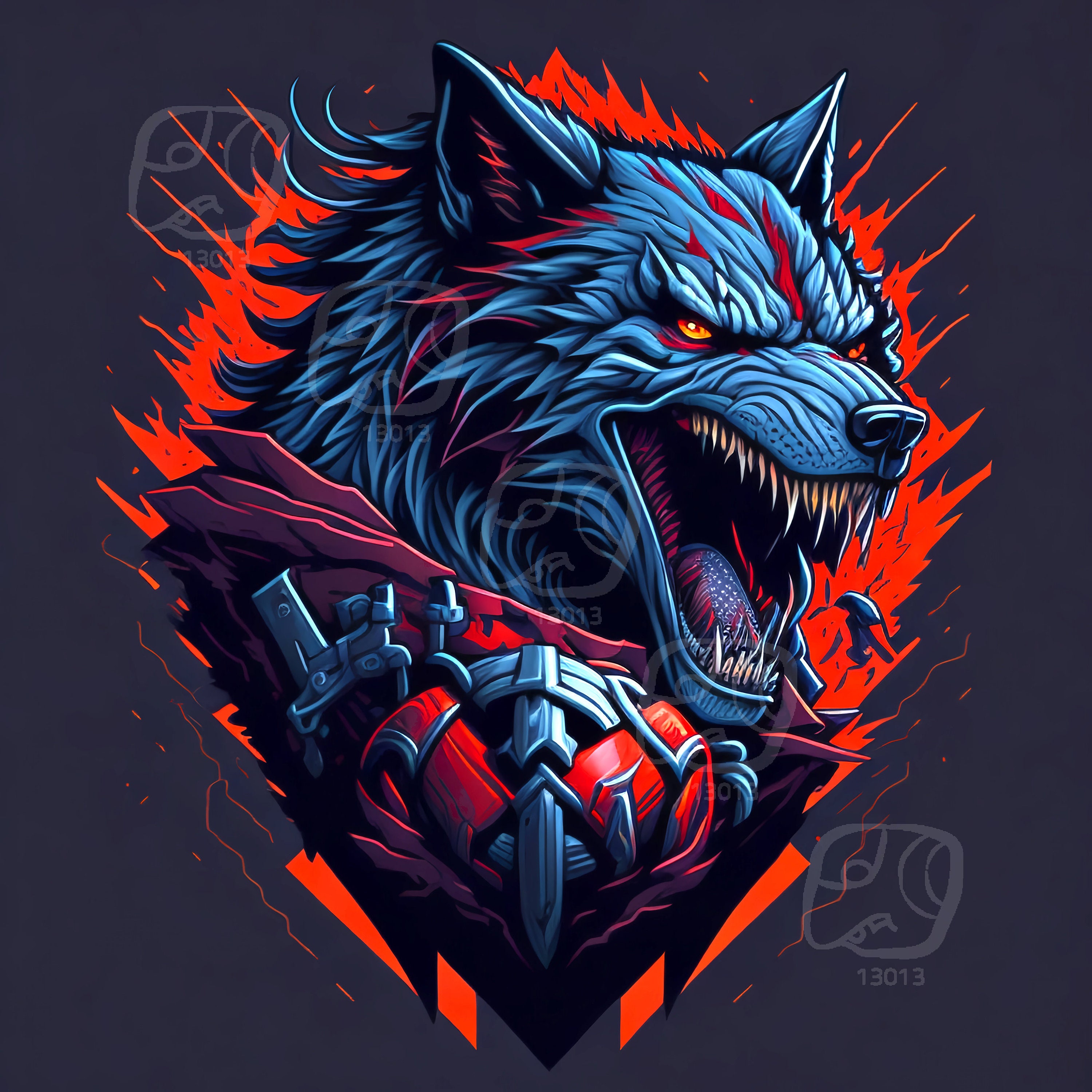 Wolf Fan Illustration | Football Mascot Art | Man Cave Decor | Game ...