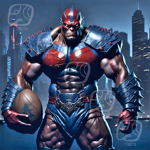 Football Fan Illustration | Giant Mascot Art | Man Cave Decor | Game ...