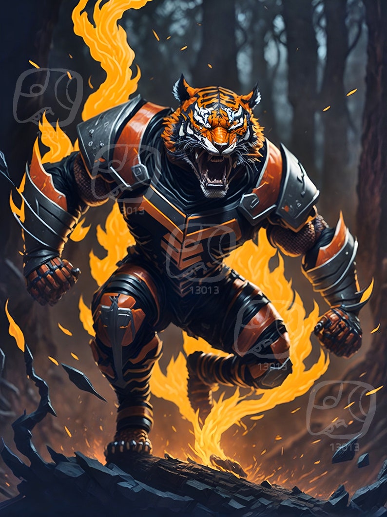 Bengal Fan Illustration | Tiger Football Mascot Art | Man Cave Decor ...