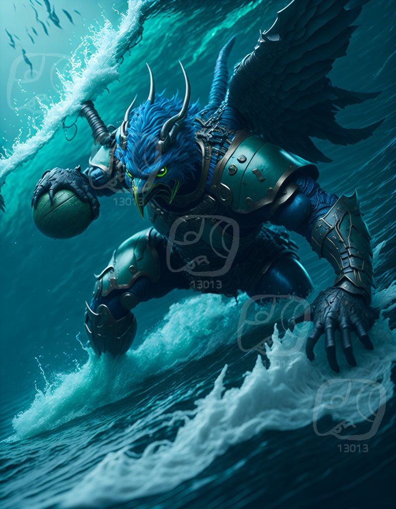 Seahawk Fan Illustrations | Football Mascot Art | Man Cave Decor | Game ...