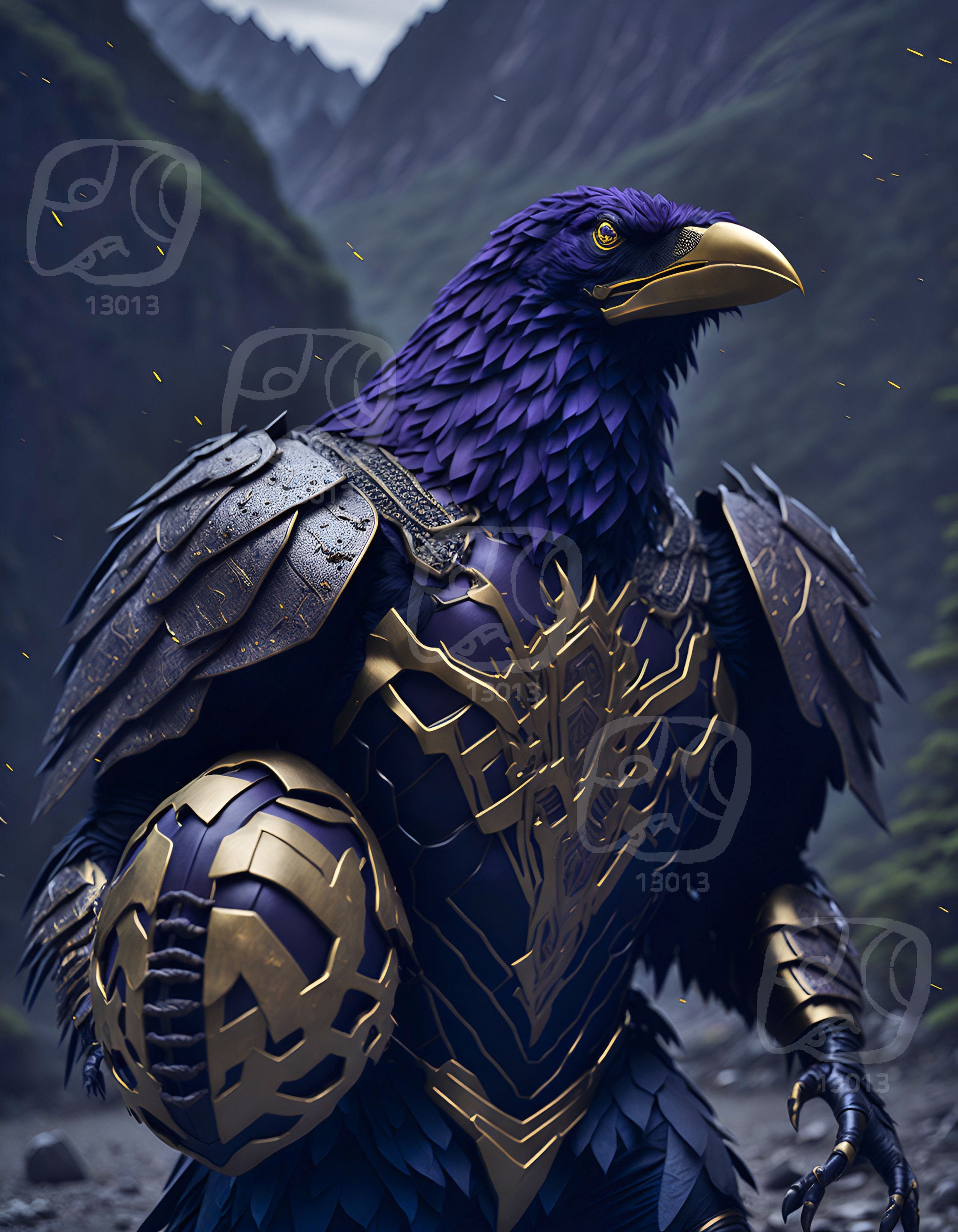 Raven Fan Illustration | Football Mascot Art | Man Cave Decor | Game ...