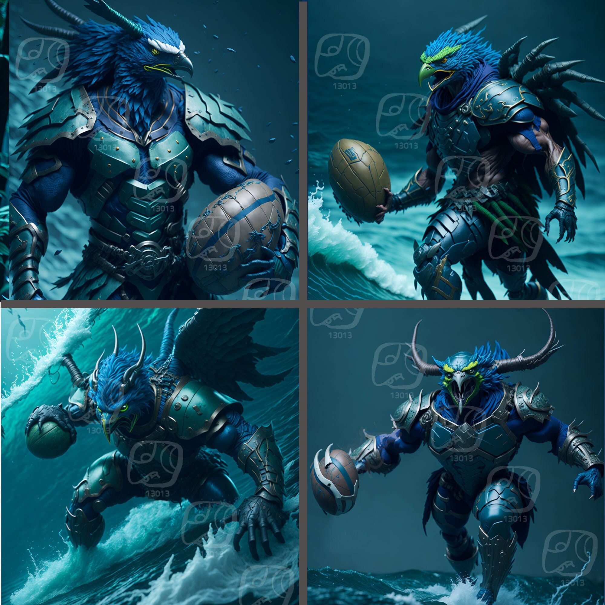 Seahawk Fan Illustrations | Football Mascot Art | Man Cave Decor | Game ...