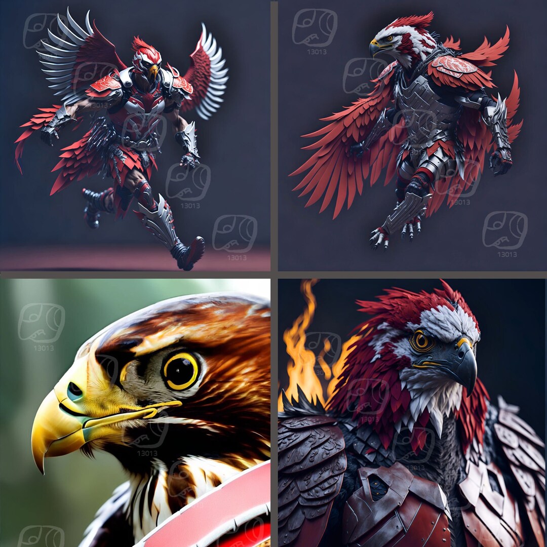 Red-tailed Hawk Fan Illustration | Football Mascot Art | Man Cave Decor ...