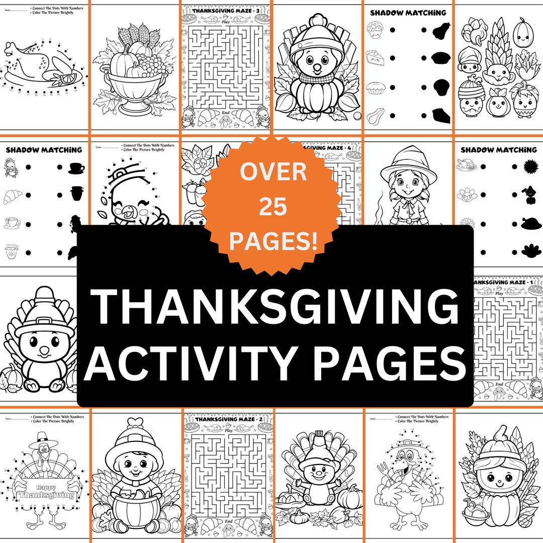 Thanksgiving Activity Book for Kids, Friendsgiving Activity Printables ...