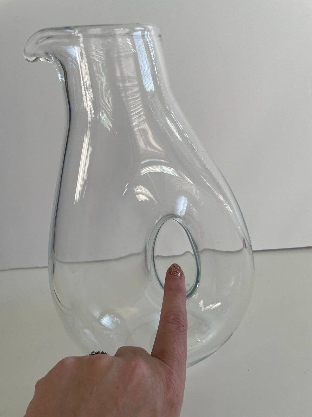SKURF Signed Clear Glass Water Pitcher, Beverage Carafe Wine Decanter ...