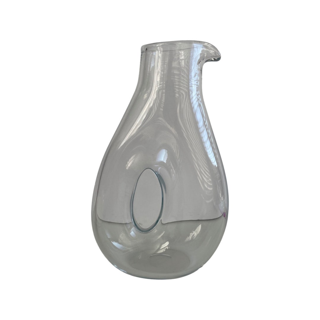 SKURF Signed Clear Glass Water Pitcher, Beverage Carafe Wine Decanter ...