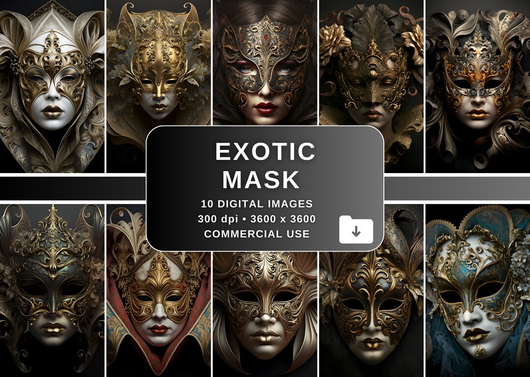 Exotic Mask Digital Art Print Image Pack 1, Venetian Mask, Victorian ...