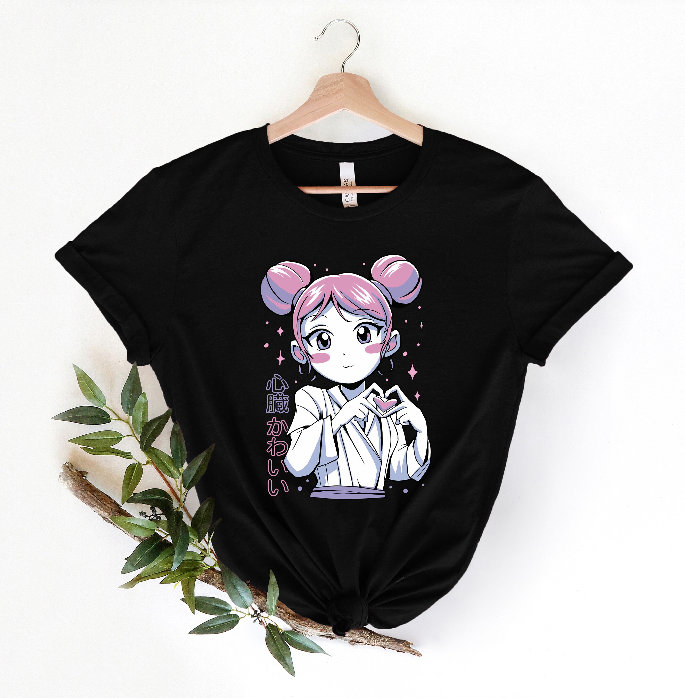 Cute Anime Girl Shirt Women Finger Heart Shirt Love T Anime