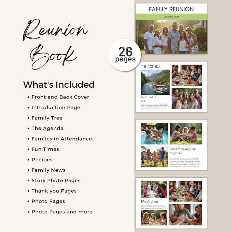 Family Reunion Invitation, Bookmark & Photo Book Bundle | Canva ...