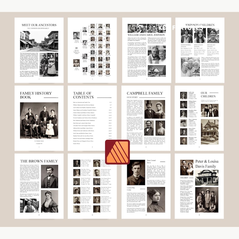 Family History Book Template for Affinity Publisher 2 (software Not ...