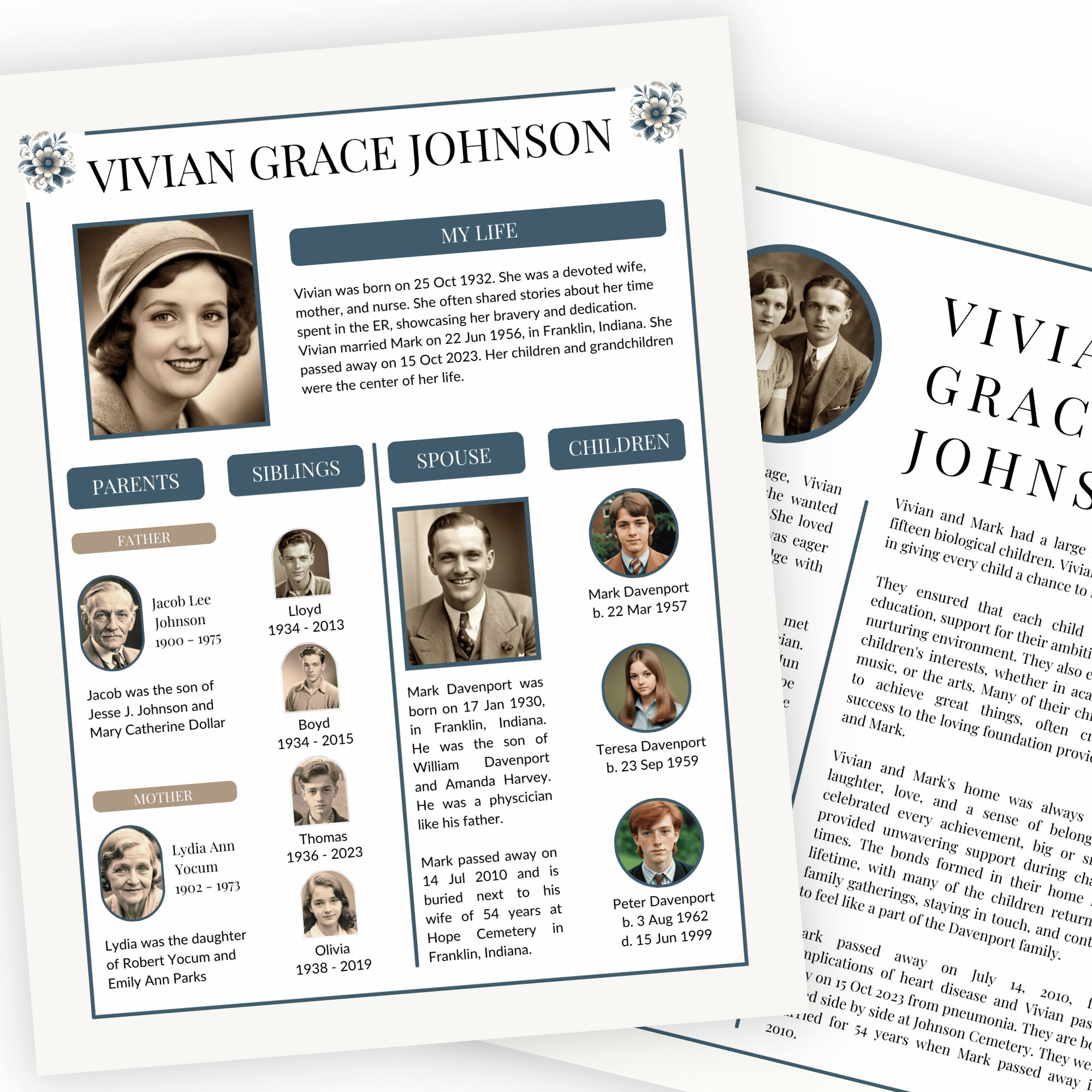 6-page Ancestor Biography Template Set | Family History | Genealogy ...