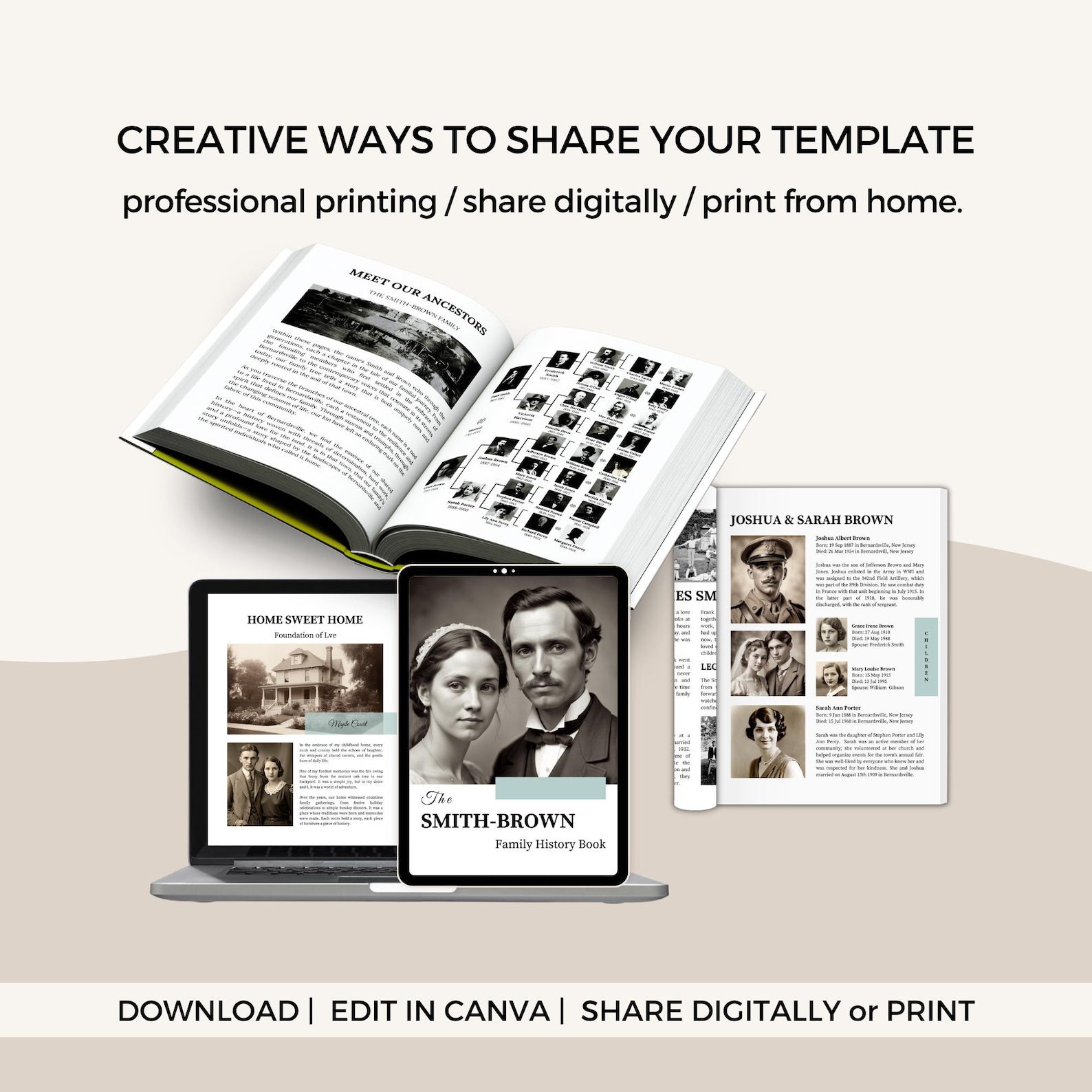 ULTIMATE Family History Book Template | Editable With Canva ...