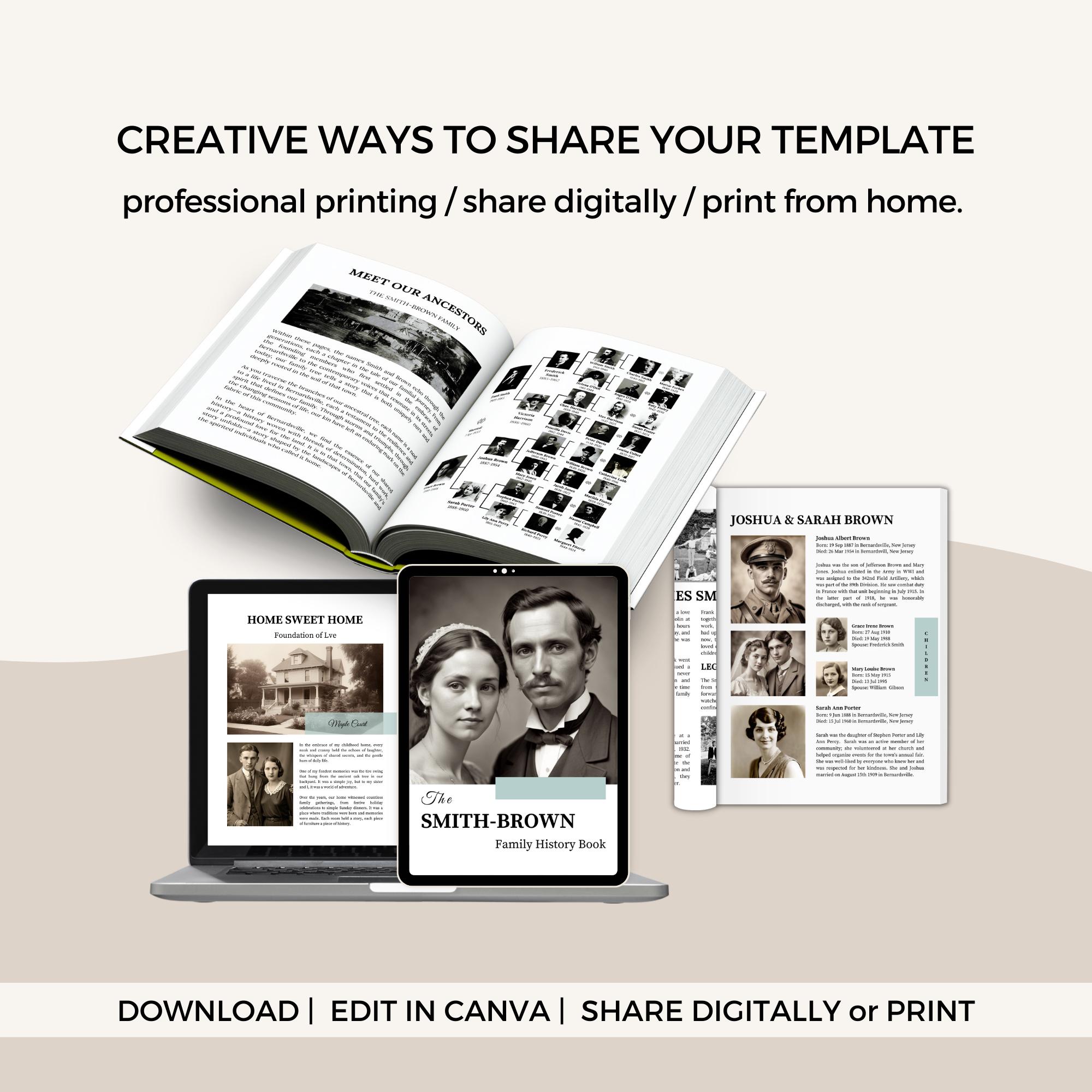 ULTIMATE Family History Book Template | Editable With Canva ...