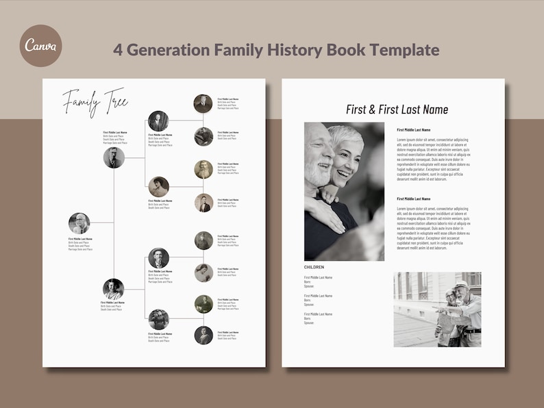 Family History Book Template / Editable Family Tree Template / - Etsy