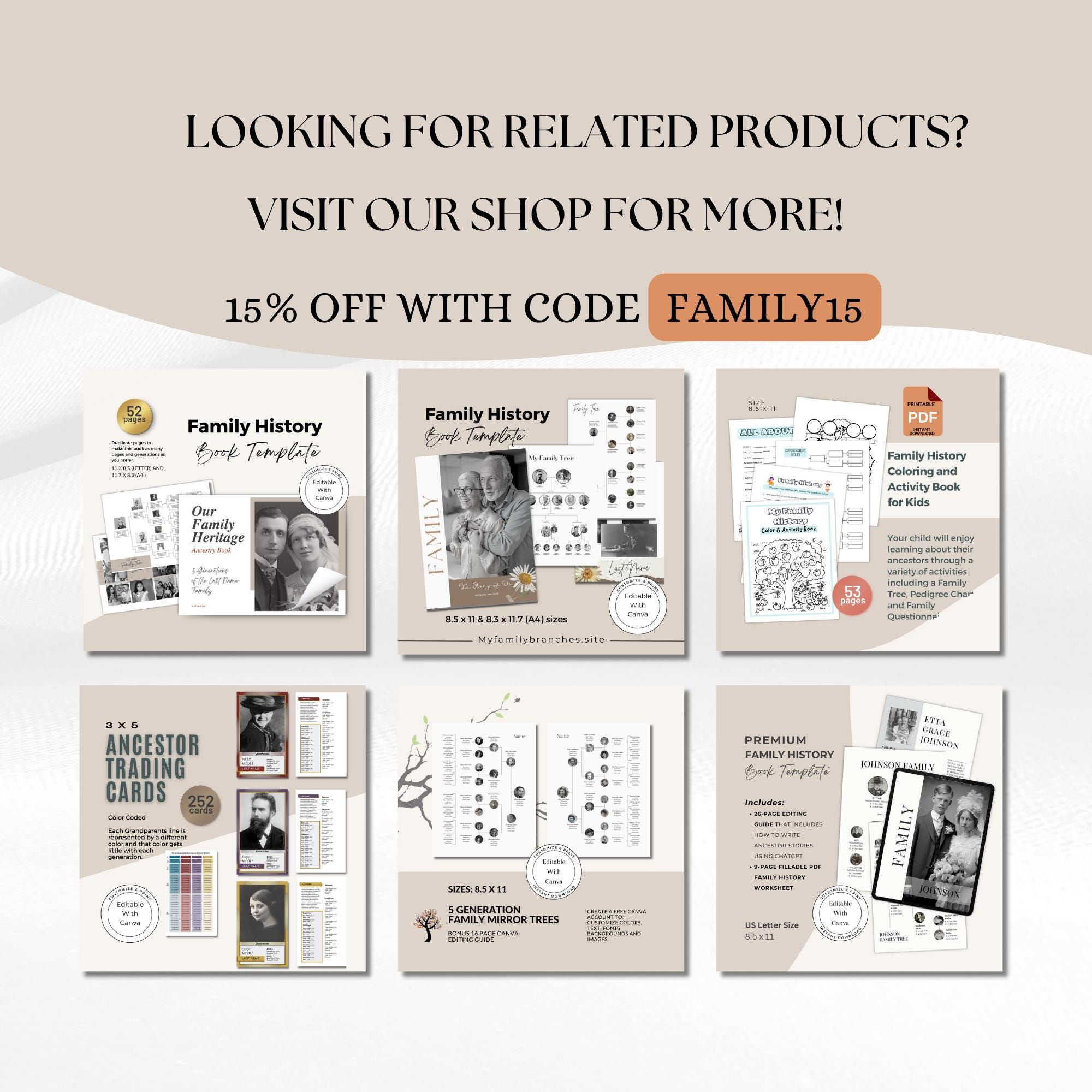 ULTIMATE Family History Book Template | Editable With Canva ...
