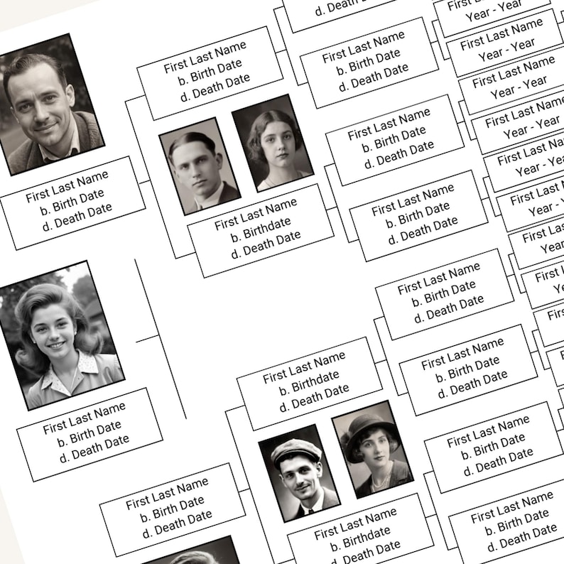Customizable 7-generation Family Tree / Family History / Editable Canva ...
