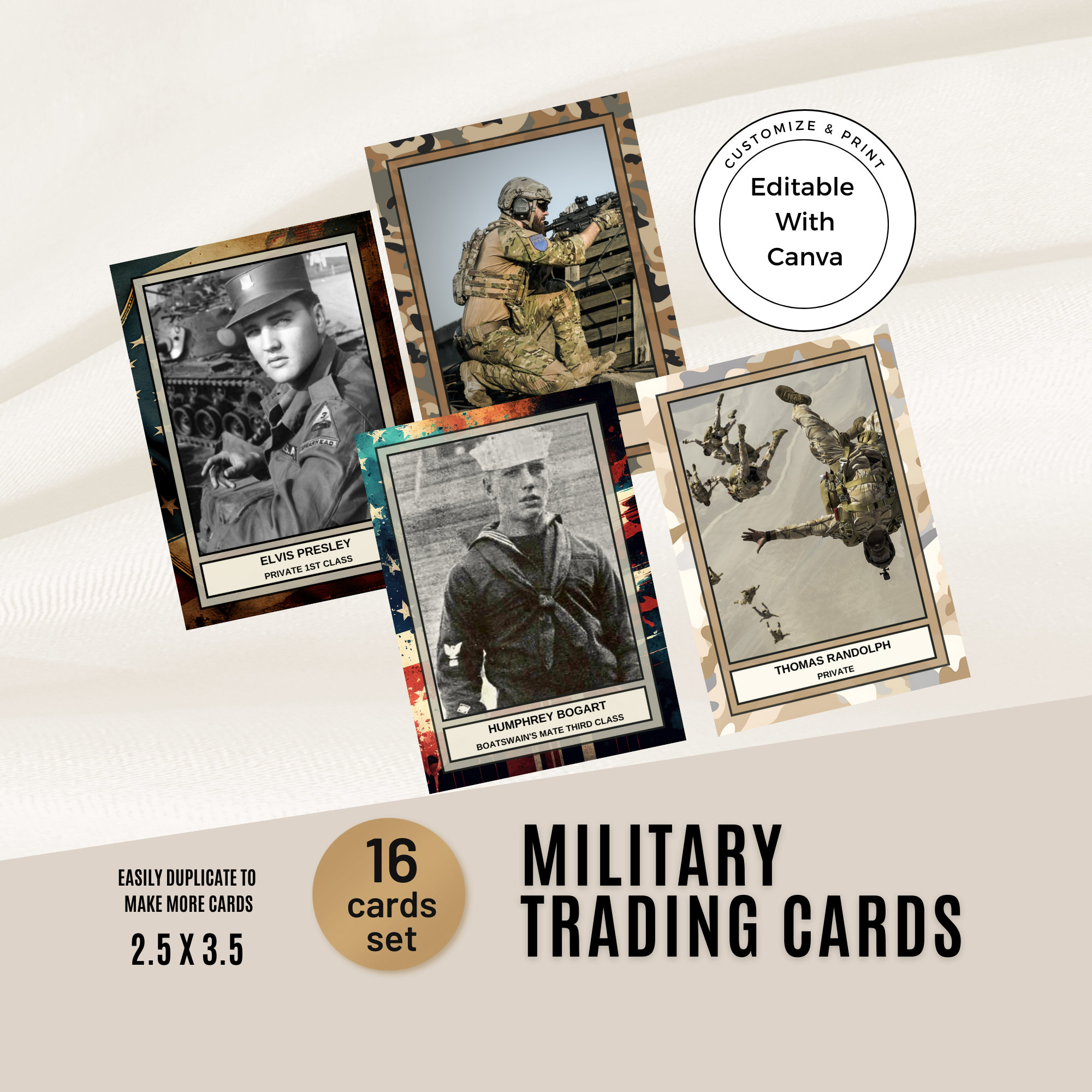 U.S. Military Trading Cards Canva Template Bonus Editing Guide Veterans ...