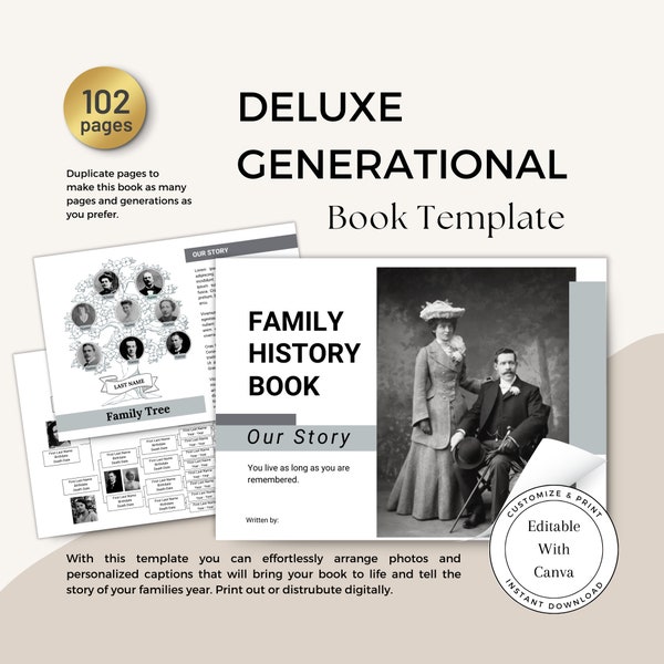 Family Tree Book Template - Etsy